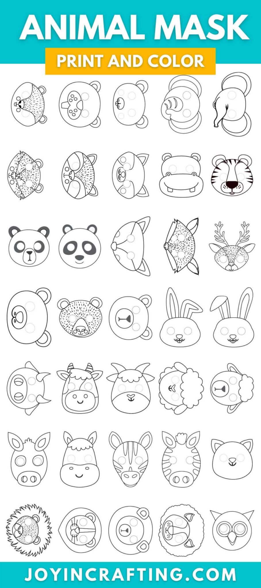 Amazing Animal Mask Printable Coloring Page - Joy in Crafting