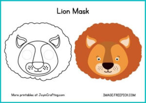 Jungle Animal Mask Printable Coloring Page - Joy in Crafting