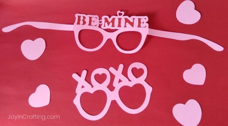 Valentine's Day Paper Glasses Template SVG Cut File - Joy in Crafting
