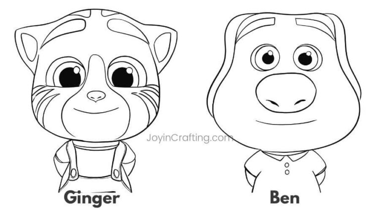 Talking Tom Cat and Friends Coloring Page Sheets - Joy in Crafting