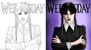 Wednesday Addams Coloring Page - Joy in Crafting