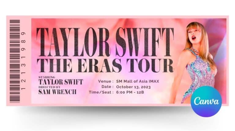 Memorabilia Taylor Swift The Eras Tour Movie Film Tickets Printable