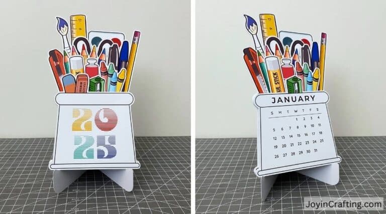 Stacked Calendar 2025 with Stand - Silhouette Cut File - Joy in Crafting